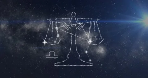 Animation of libra star sign on clouds o... | Stock Video | Pond5