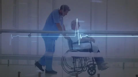 Animation of life line over caucasian do... | Stock Video | Pond5