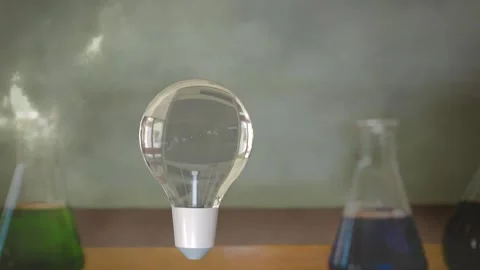 Animation of light bulb over laboratory ... | Stock Video | Pond5