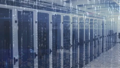 Animation of lights falling over servers | Stock Video | Pond5