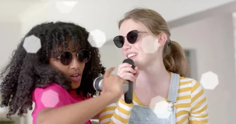 Animation of lights over happy diverse t... | Stock Video | Pond5