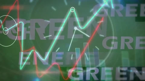Animation of line graphs with green ener... | Stock Video | Pond5