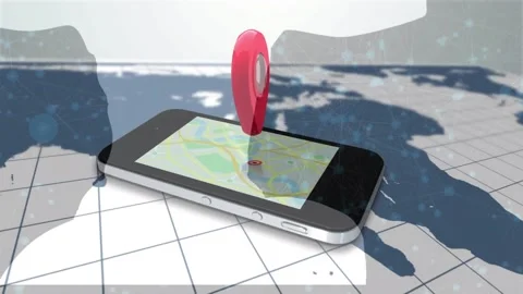 Animation of location pin rotating over ... | Stock Video | Pond5