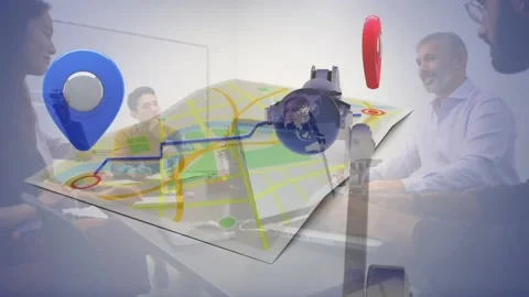 Animation of location pins, cctv camera ... | Stock Video | Pond5