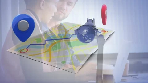 Animation of location pins, cctv camera ... | Stock Video | Pond5