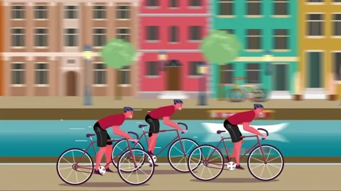 Animation Loop of three men riding bikes... | Stock Video | Pond5