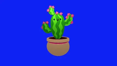 Animation loop video cartoon cactus on b... | Stock Video | Pond5