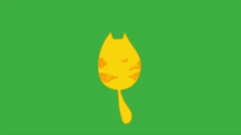 Animation loop video cartoon cat on gree... | Stock Video | Pond5