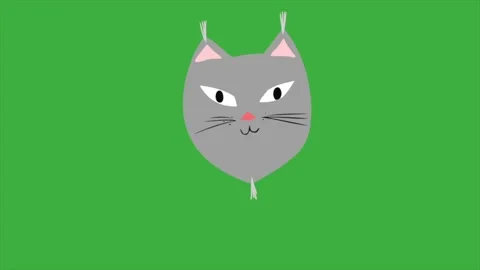 Animation loop video cartoon cat on gree... | Stock Video | Pond5