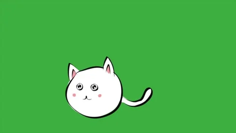 Animation loop video cartoon cat on gree... | Stock Video | Pond5