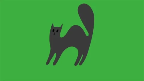 Animation loop video cartoon cat on gree... | Stock Video | Pond5