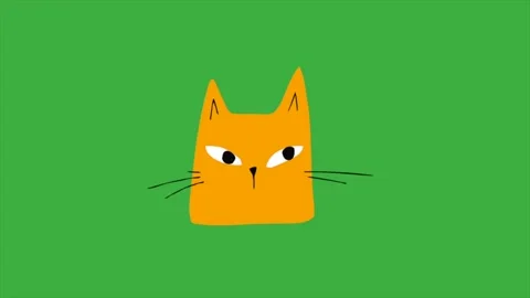 Animation loop video cartoon cat on gree... | Stock Video | Pond5