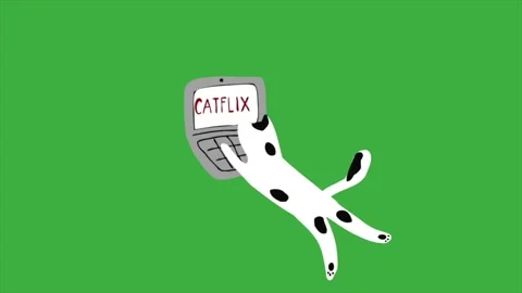 Animation loop video cartoon cat on gree... | Stock Video | Pond5