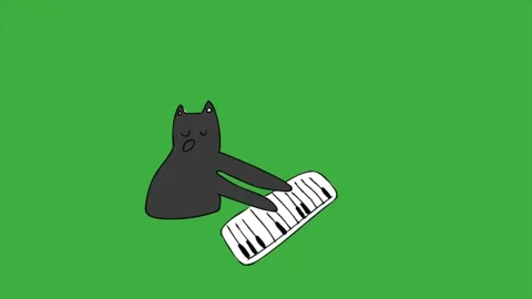 Animation loop video cartoon cat on gree... | Stock Video | Pond5