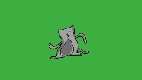 Animation loop video cartoon cat on gree... | Stock Video | Pond5