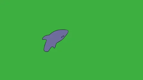 Animation loop video cartoon shark on gr... | Stock Video | Pond5
