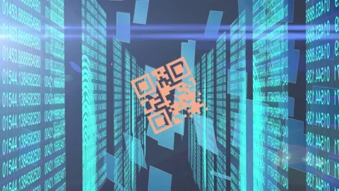 Animation of looped orange QR code with ... | Stock Video | Pond5