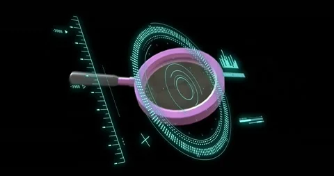 Animation of magnifying glass and data p... | Stock Video | Pond5