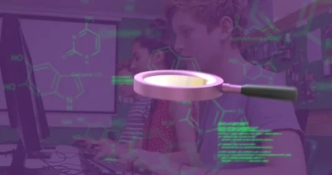 Animation of magnifying glass and dna st... | Stock Video | Pond5