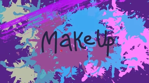 Animation of make up text on purple back... | Stock Video | Pond5