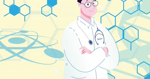 Animation of male doctor over medical ic... | Stock Video | Pond5