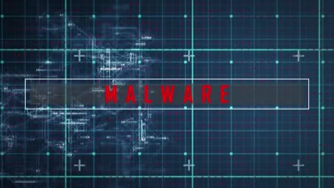 Animation of malware text over data proc... | Stock Video | Pond5
