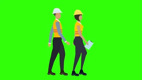 Animation of man and women engineer walk... | Stock Video | Pond5