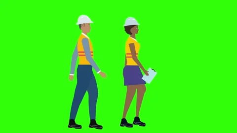 Animation of man and women engineer walk... | Stock Video | Pond5