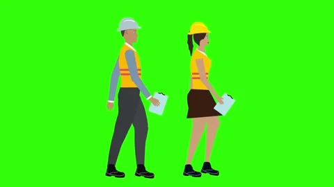 Animation of man and women engineer walk... | Stock Video | Pond5