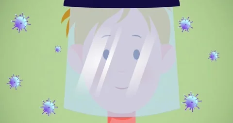 Animation of man with face shield over v... | Stock Video | Pond5