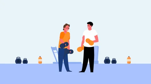 Animation of a man lifting Weights in a ... | Stock Video | Pond5