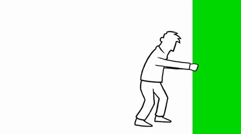 Animation of a man pulling a green scree... | Stock Video | Pond5