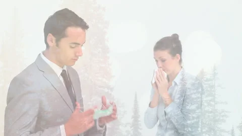 Animation of man putting face mask woman... | Stock Video | Pond5