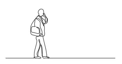 Animation of man walking talking on cell... | Stock Video | Pond5