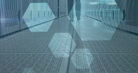 Animation of man walking in tech room wi... | Stock Video | Pond5