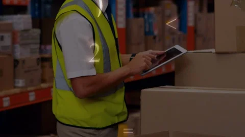 Animation of man working in a warehouse ... | Stock Video | Pond5