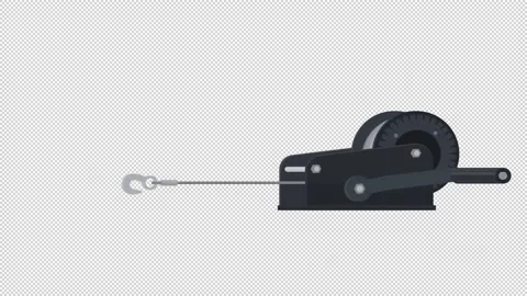 Animation of a manual winch. Winch. Cart... | Stock Video | Pond5