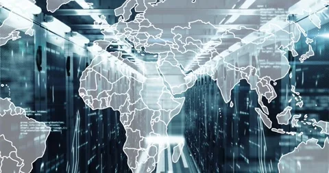 Animation of map and computer language o... | Stock Video | Pond5