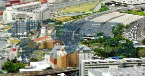 Animation of map and loading bars over a... | Stock Video | Pond5