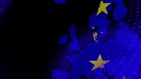 Animation of map of europe, flag of euro... | Stock Video | Pond5