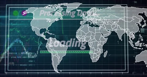 Animation of map moving over digital scr... | Stock Video | Pond5