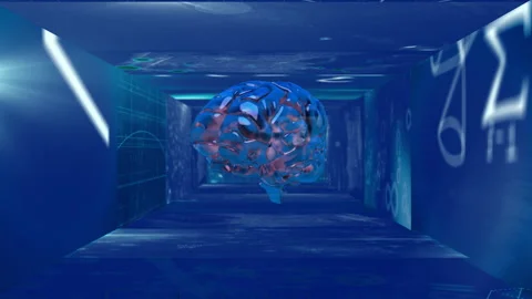 Animation of math equation and 3D brain ... | Stock Video | Pond5