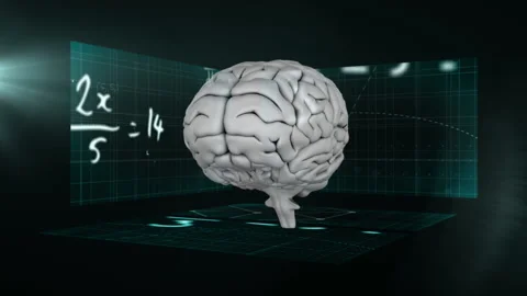 Animation of math equation and 3D brain ... | Stock Video | Pond5