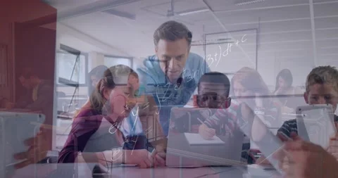 Animation of math formulas moving over d... | Stock Video | Pond5