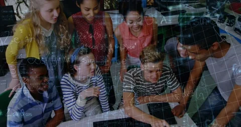 Animation of math formulas moving over h... | Stock Video | Pond5