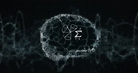 Animation of math formulas over brain on... | Stock Video | Pond5