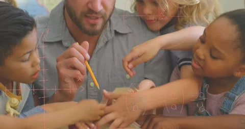 Animation of math formulas over diverse ... | Stock Video | Pond5