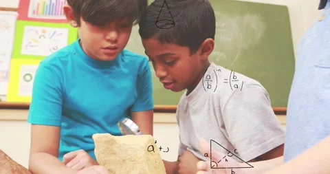 Animation of math formulas over diverse ... | Stock Video | Pond5