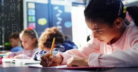 Animation of math formulas over focused ... | Stock Video | Pond5