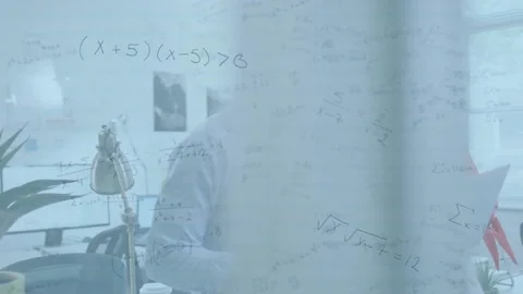 Animation of math formulas over happy di... | Stock Video | Pond5